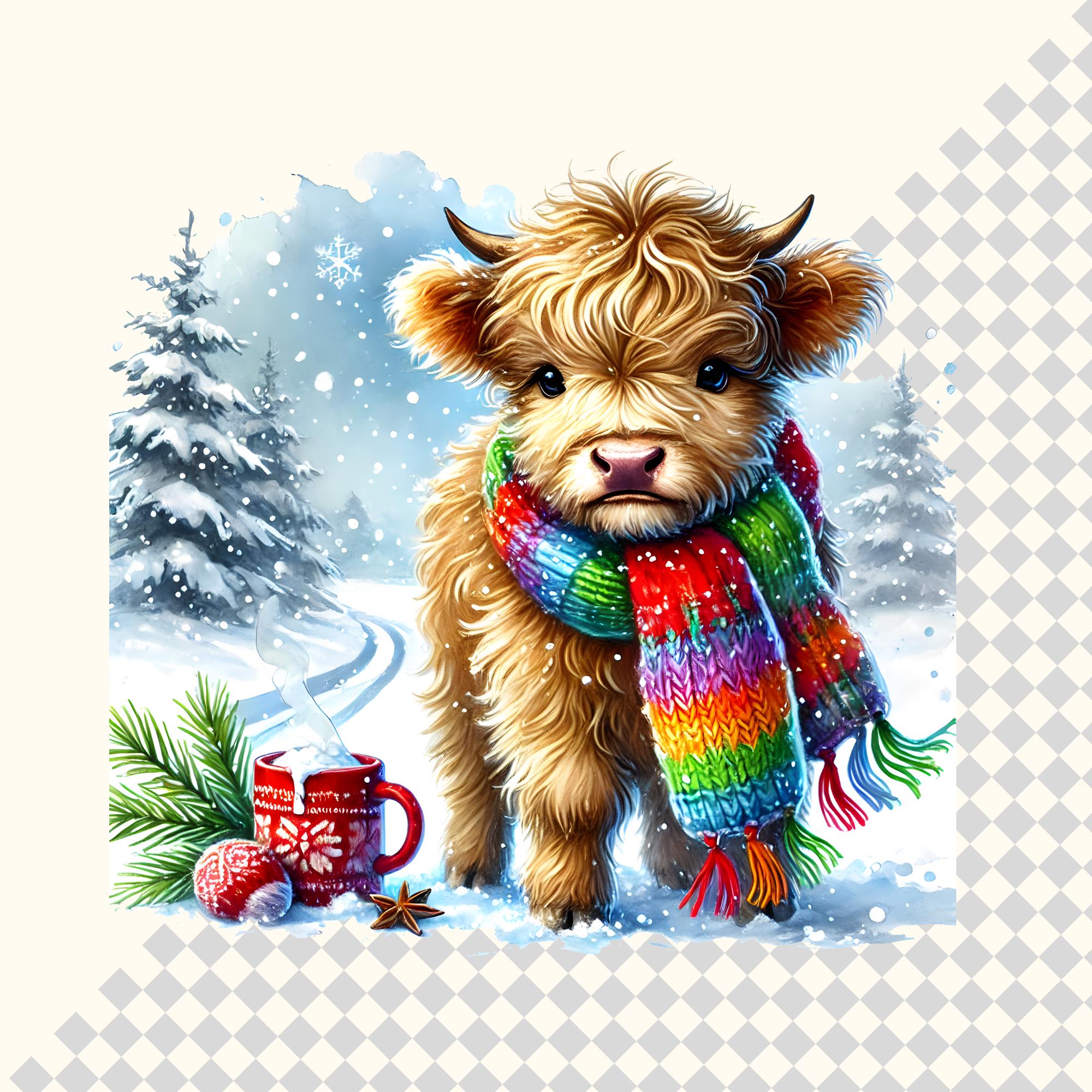 15 PNG : Christmas Baby Highland Cow, Christmas Clipart Png,funny ...