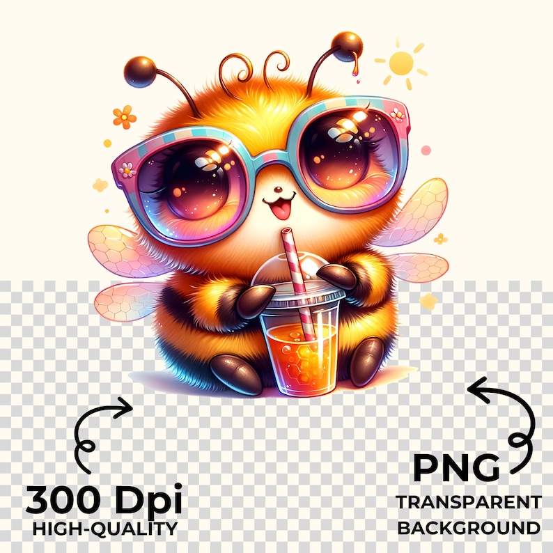 15 PNG Files : Cute Bee Clipart, Clipart Bundle, Gift for Kids, Kids ...