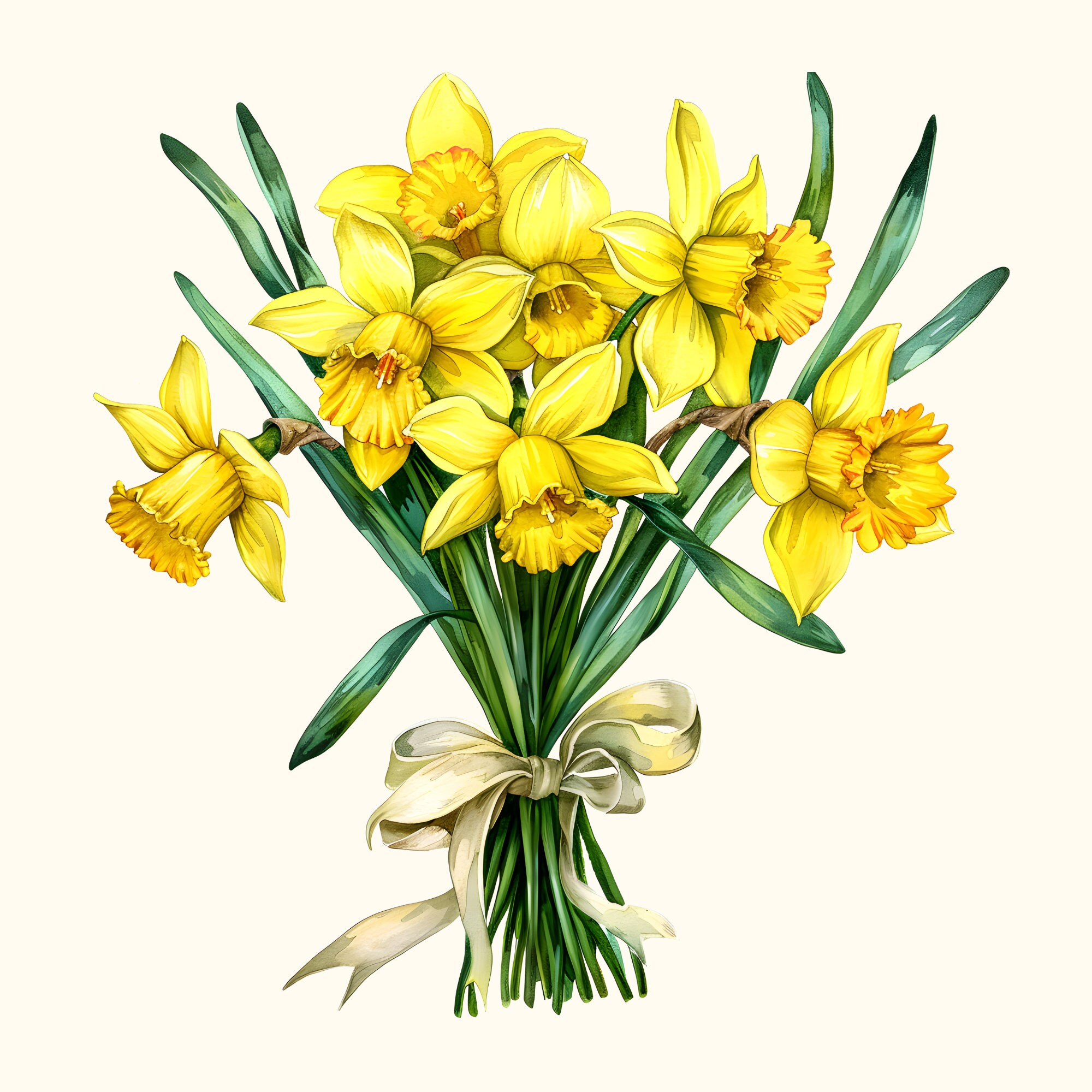 24 PNG Files : Watercolor Daffodil Clipart PNG Bundle, Flowers Clipart ...