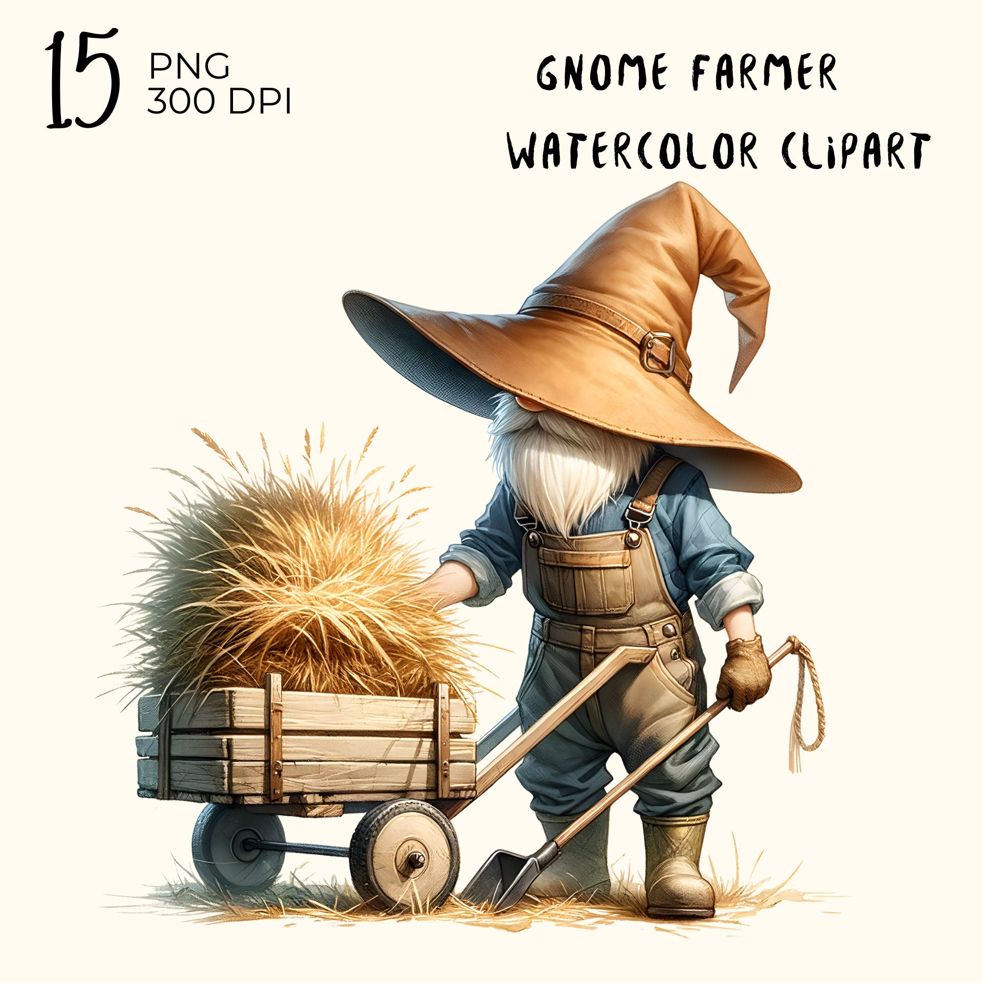 15 PNG Files : Gnome Farmer Clipart, Watercolor Gnome Png, Watercolor ...