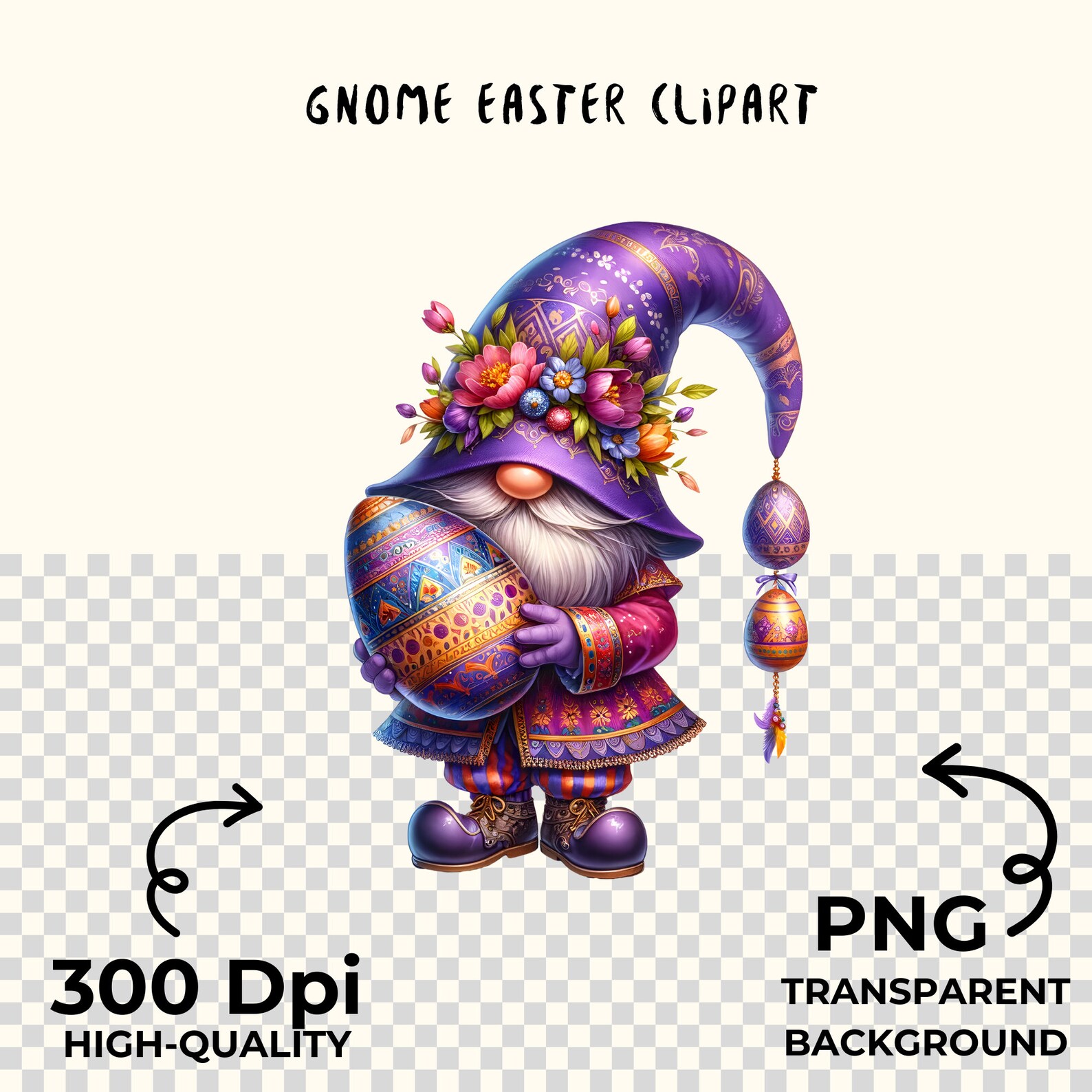 15 PNG Files : Gnome Easter Clipart, Watercolor Gnome Clipart, Gnome ...