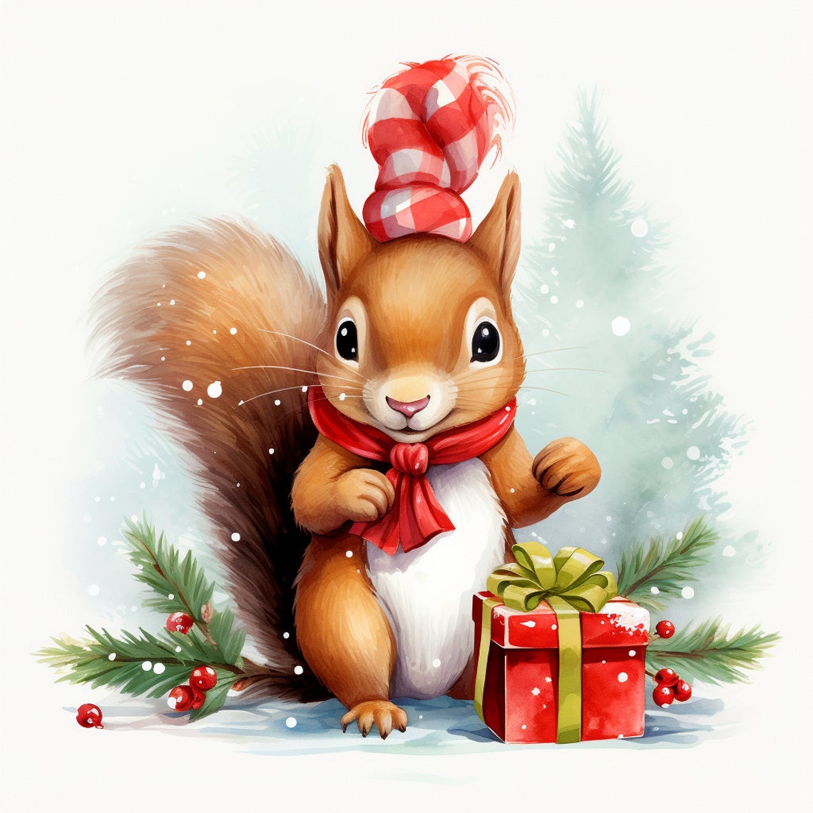 Set of Christmas Squirrel Clipart 15 High Quality Jpgs, Merry Christmas ...