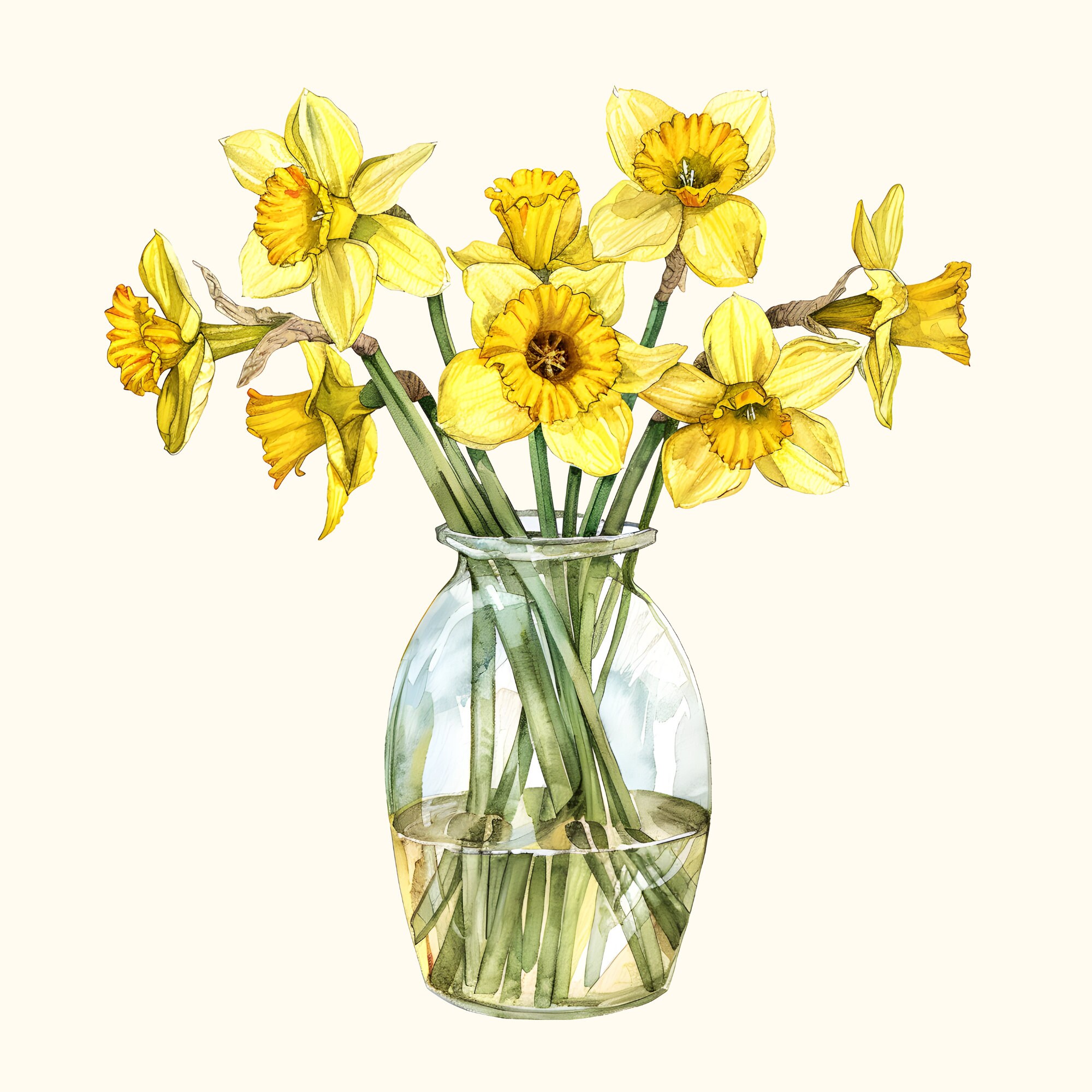 24 PNG Files : Watercolor Daffodil Clipart PNG Bundle, Flowers Clipart ...