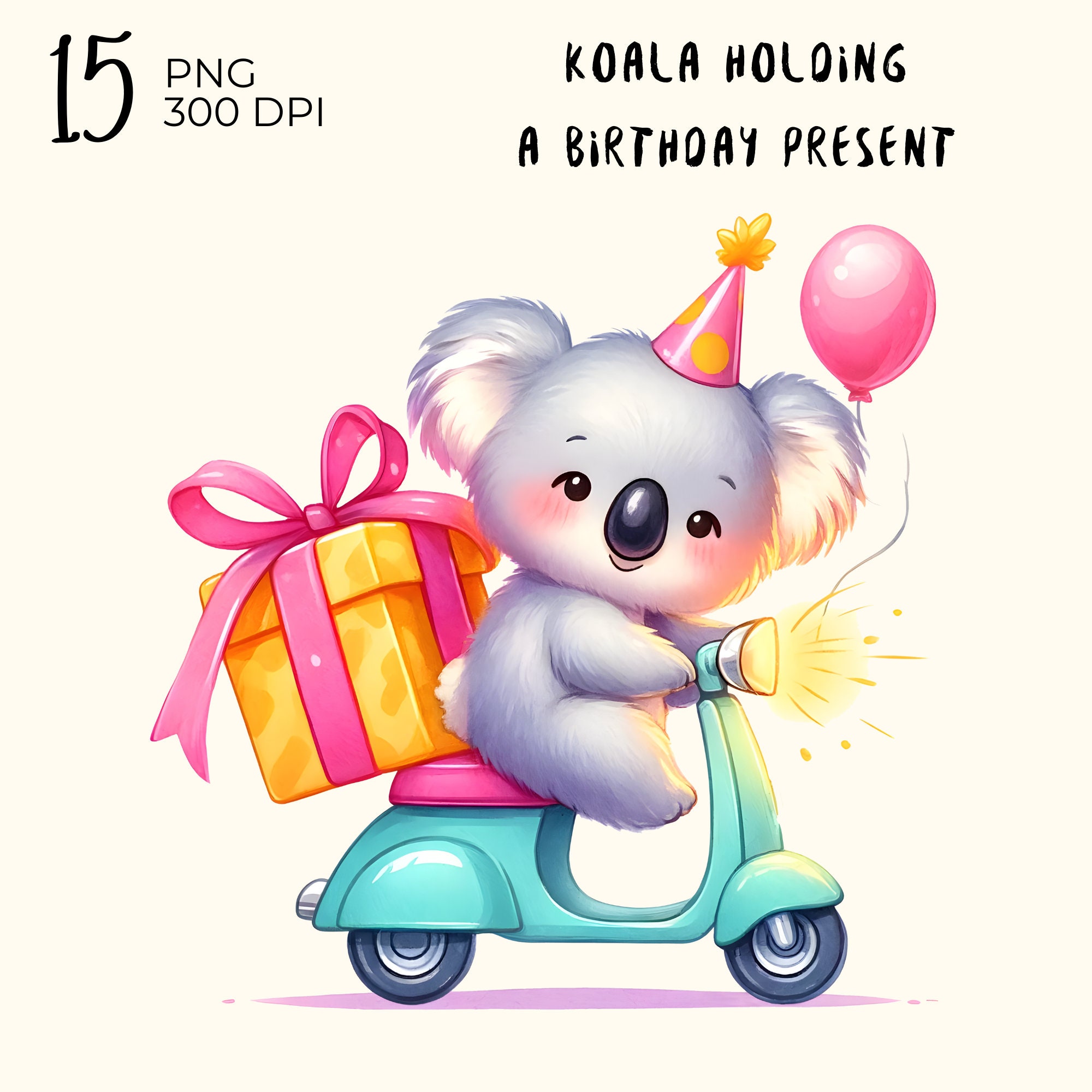 15 PNG Files : Koala Holding a Birthday Present, Koala Clipart ...