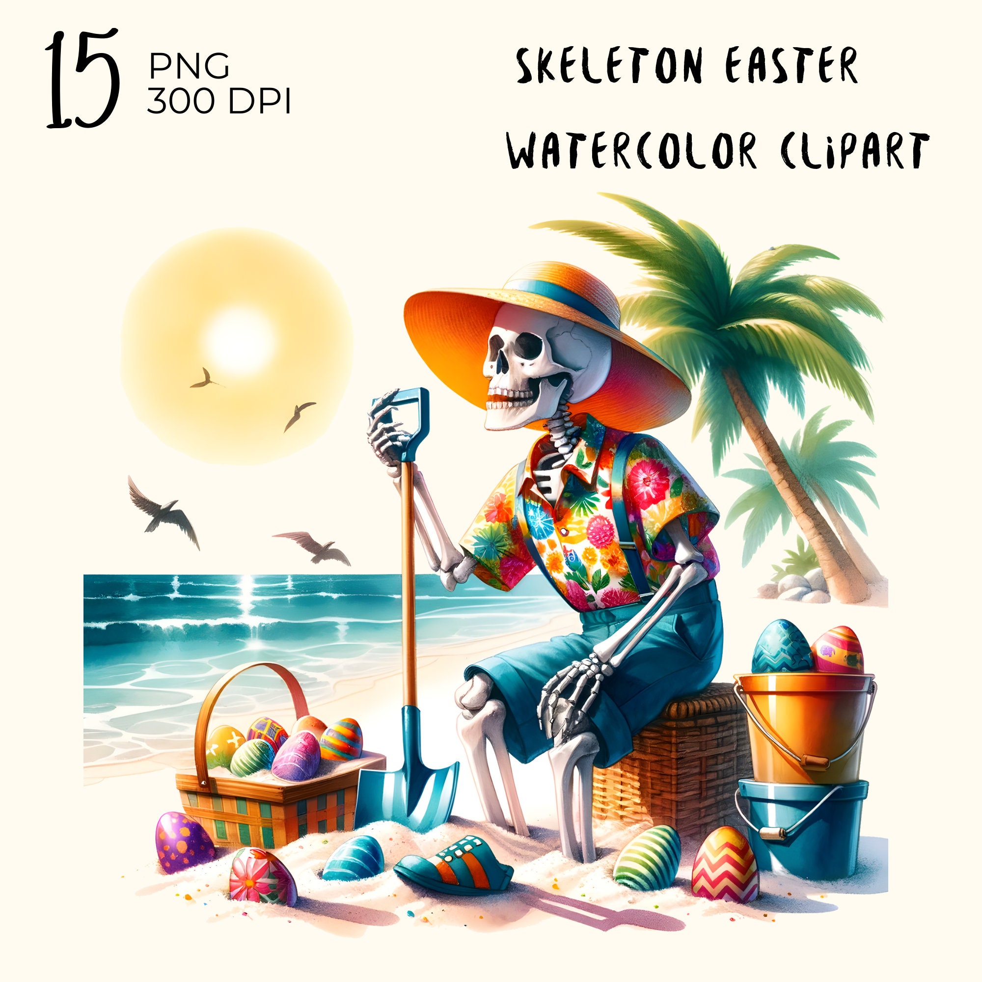 15 PNG Files : Skeleton Easter Png, Watercolor Skeleton Png, Watercolor ...