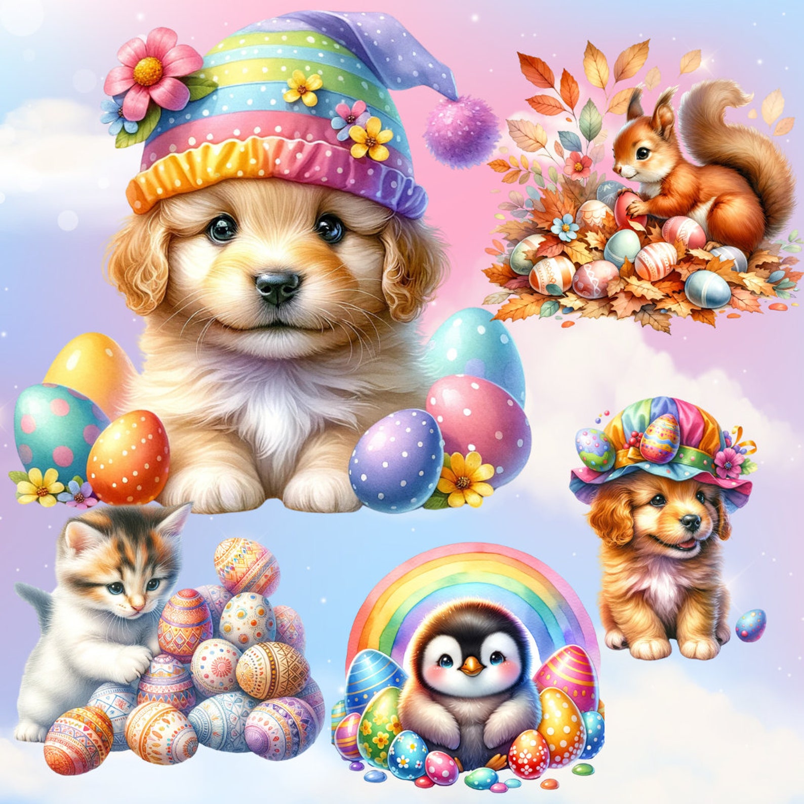 18 PNG Files : Easter and Pet, Easter Egg Clipart, Digital Download ...