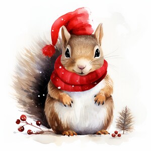 Set of Christmas Squirrel Clipart 15 High Quality Jpgs, Merry Christmas ...