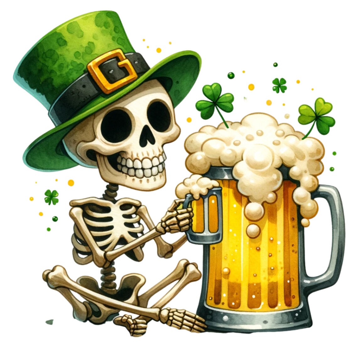 5 PNG File : Cheers to Eternity - St. Patrick's Skeleton Toasting Beer ...