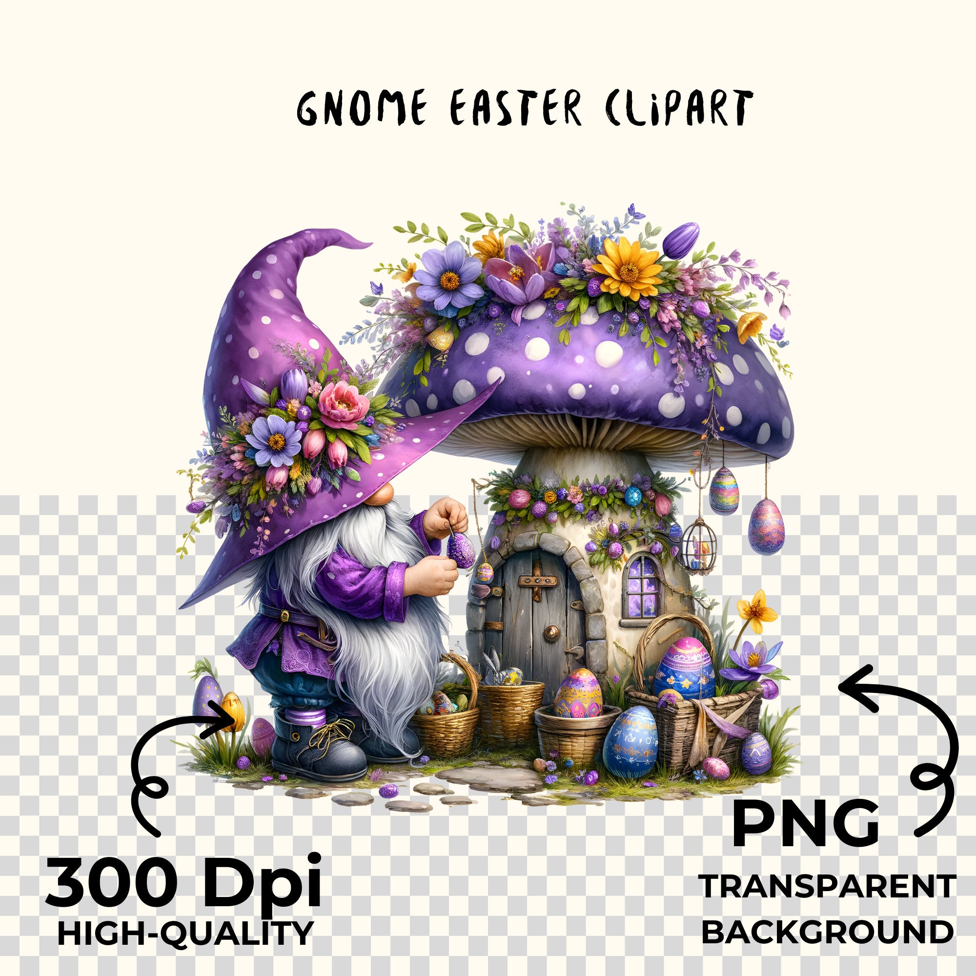15 PNG Files : Gnome Easter Clipart, Watercolor Gnome Clipart, Gnome ...
