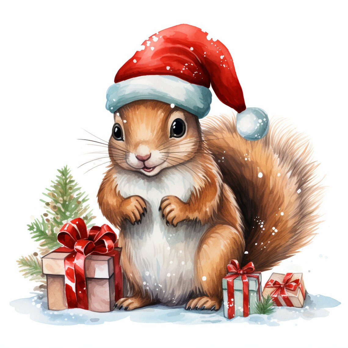 Set of Christmas Squirrel Clipart 15 High Quality Jpgs, Merry Christmas ...