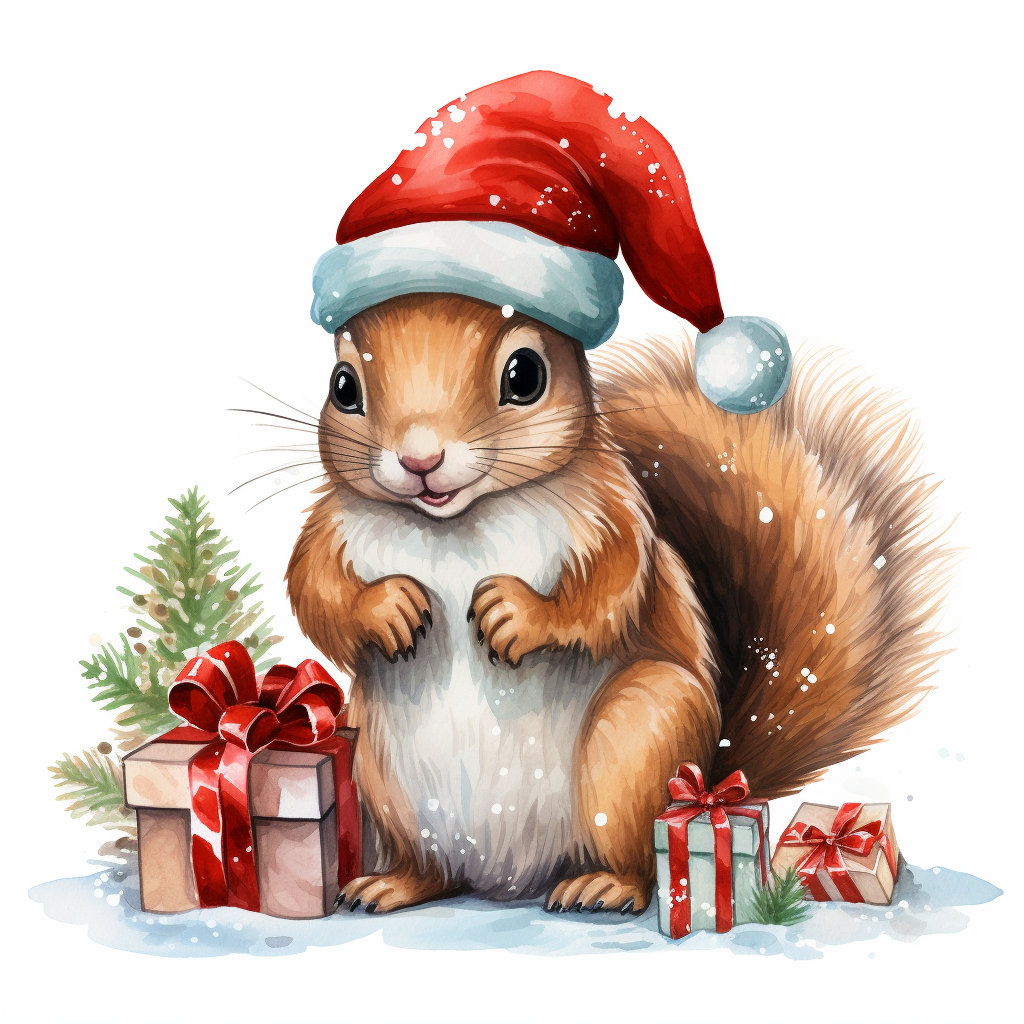 Set of Christmas Squirrel Clipart 15 High Quality Jpgs, Merry Christmas ...
