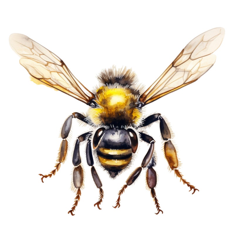 Watercolor Honey Bee Clipart : 8 High Quality Png Transparent File,bee ...