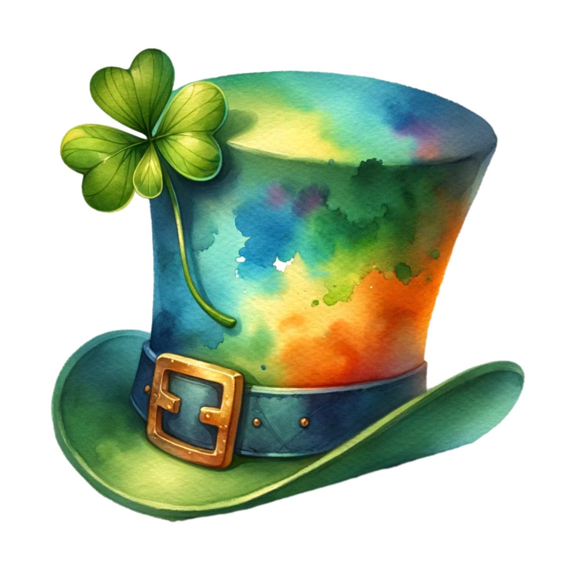 10 PNG Files : Whimsical Leprechaun Hat With Clover Illustration ...