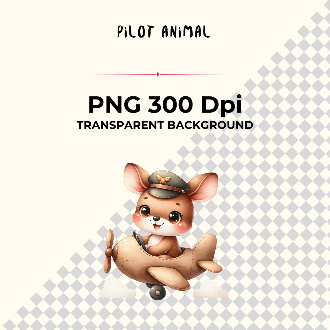 15 PNG Files : Pilot Animal, Watercolor Animal Clipart, Watercolor Png ...