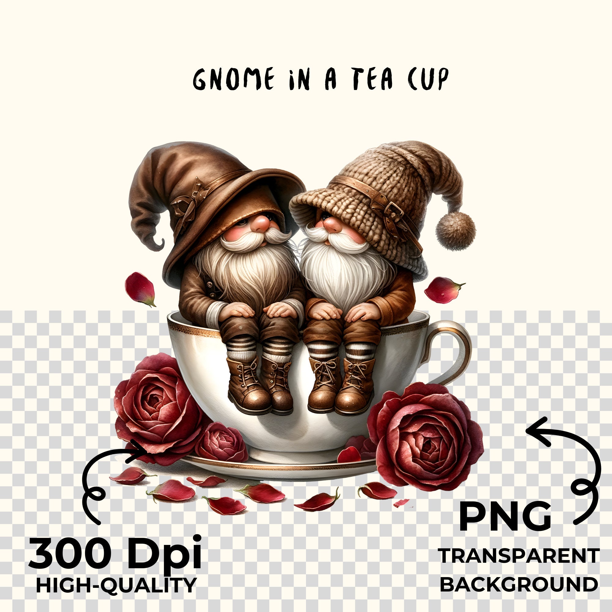 15 PNG Files : Gnome in a Tea Cup Clipart, Watercolor Gnome Png ...