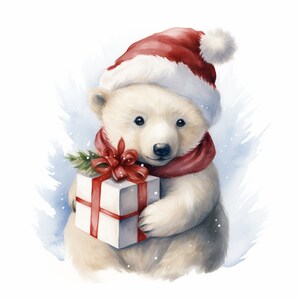 Set of Christmas Polar Bear Clipart 9 High Quality Jpgs, Merry ...