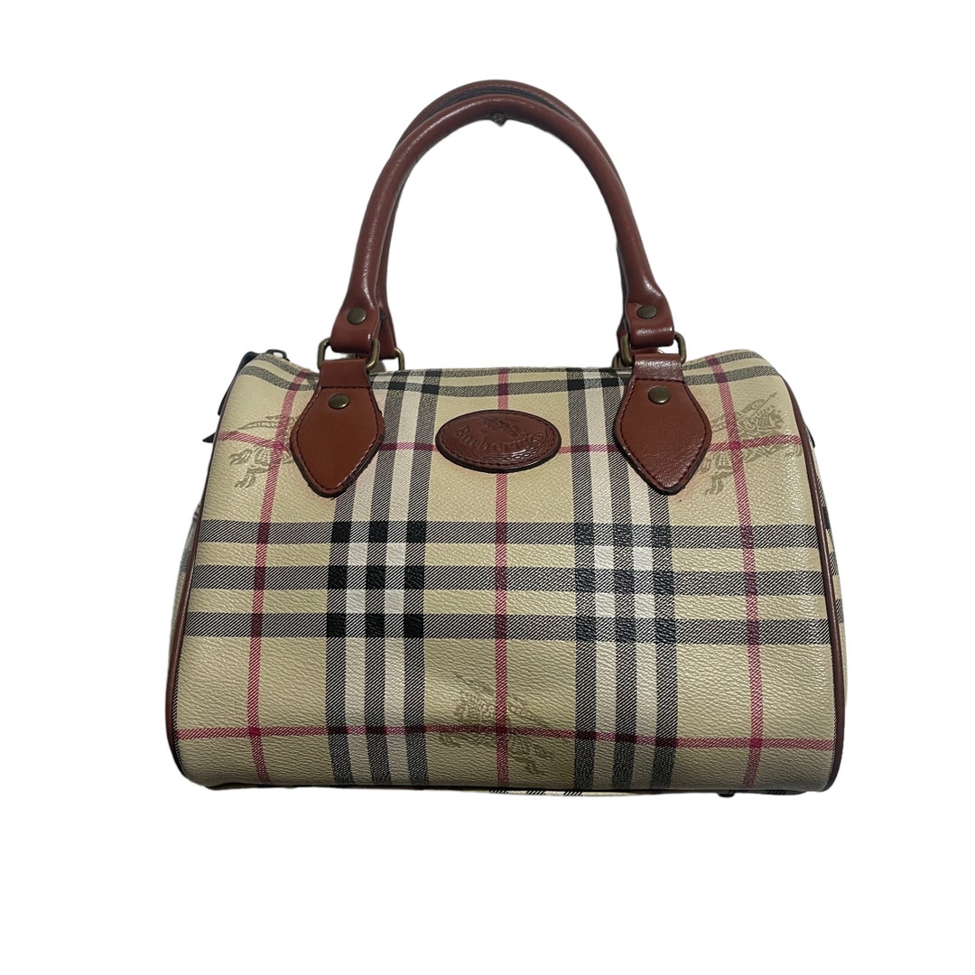 Vintage Burberry Haymarket Check Boston Handbag Beige - Etsy