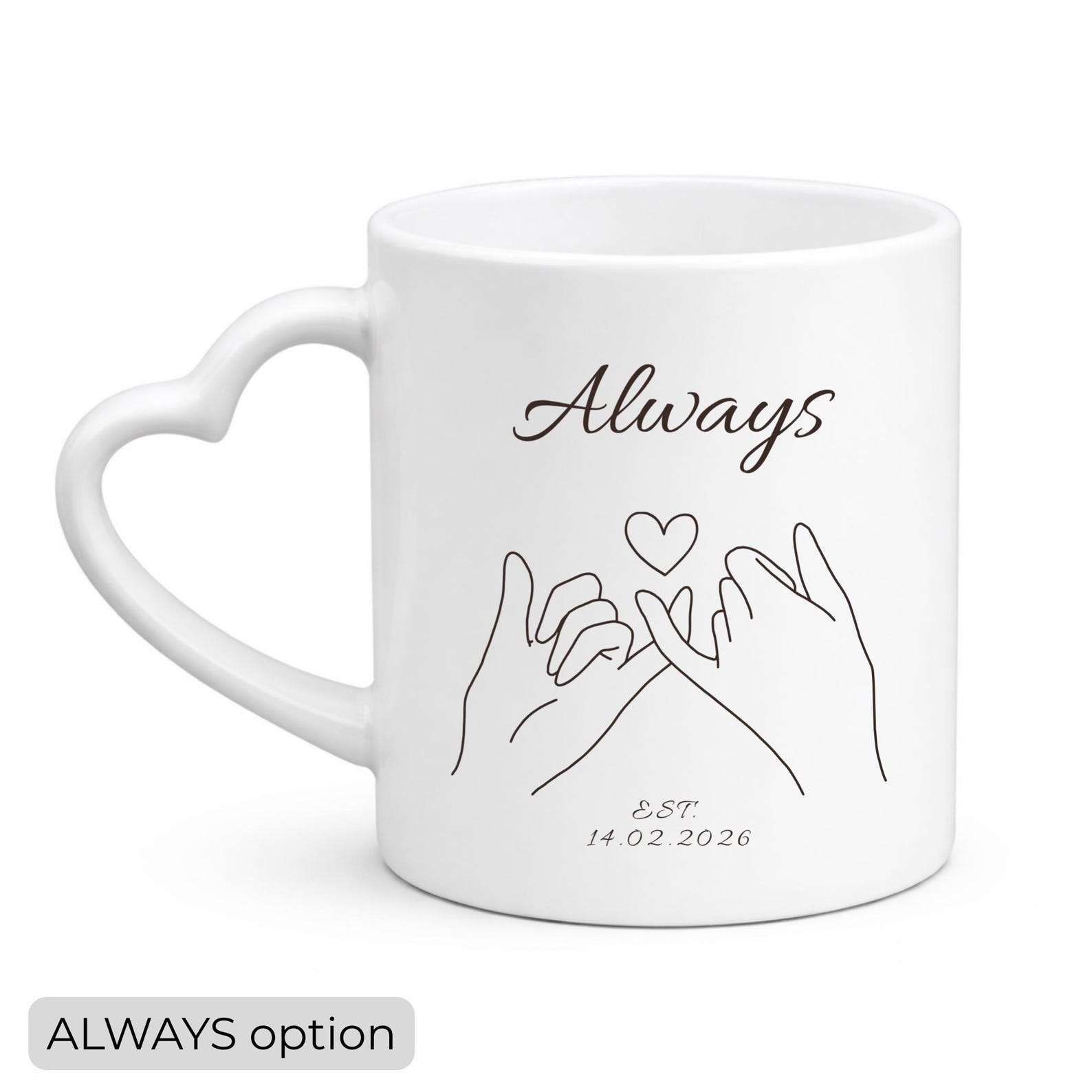 Personalized Ceramic Mug – Heart Handle, Couples Anniversary Gift - Etsy