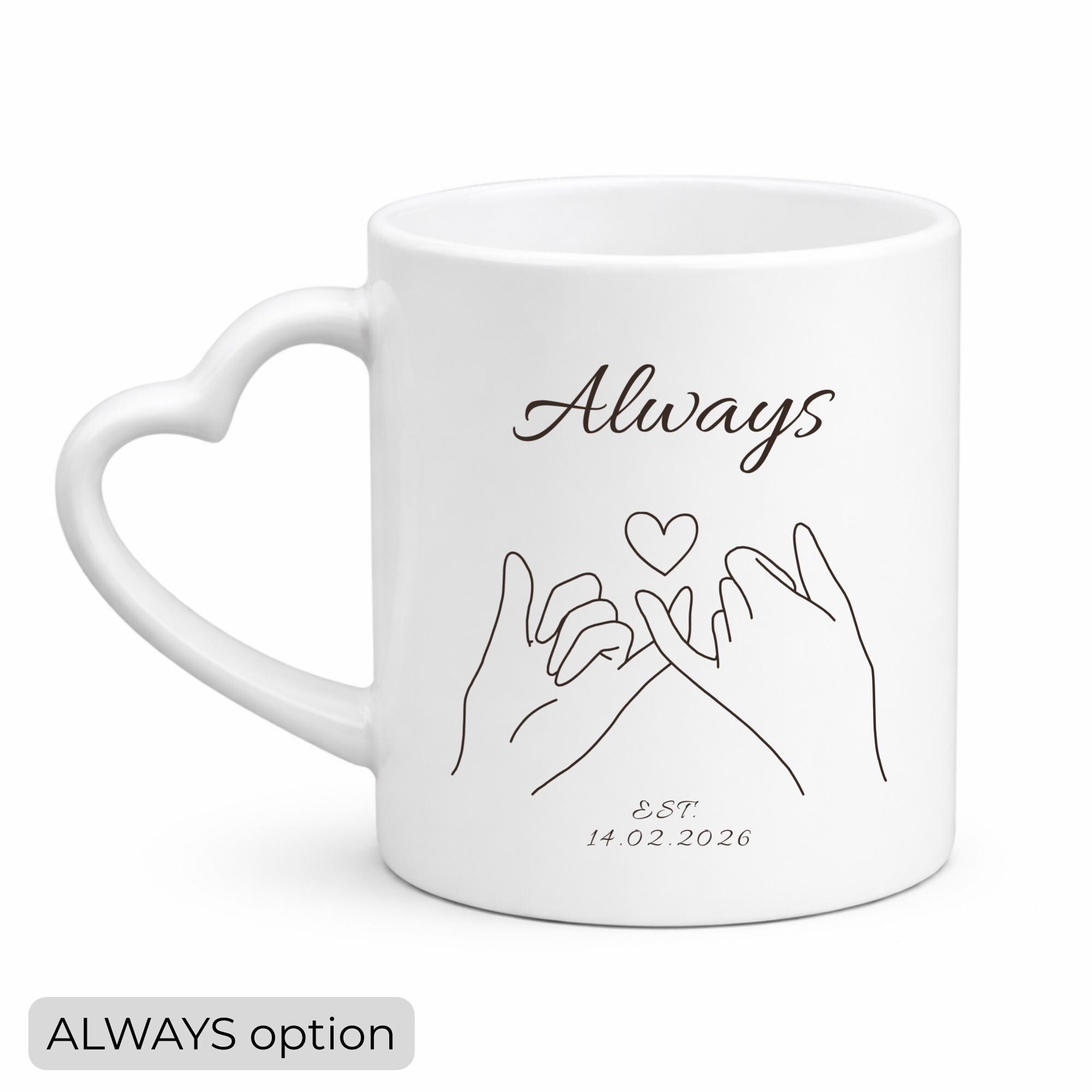 Personalized Ceramic Mug – Heart Handle, Couples Anniversary Gift - Etsy