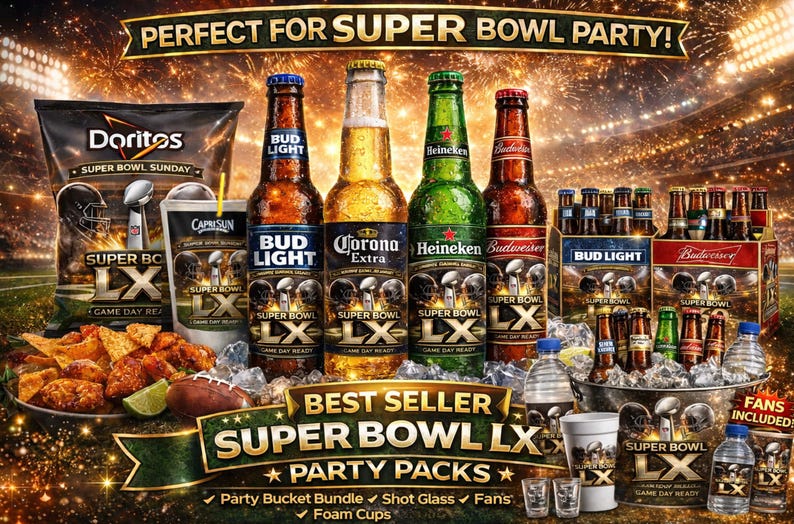 Editable Super Bowl 2026 Party Favor Bundle | Chip Bags, Gatorade ...