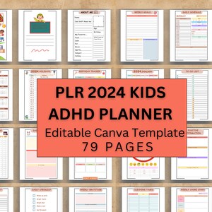 2024 Kid's ADHD Planner Commercial Use Digital Planner ADHD for Kids ...