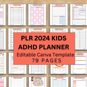 2024 Kid's ADHD Planner Commercial Use Digital Planner ADHD for Kids ...