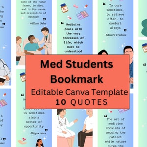 Med Student Bookmark Editable Canva Template Medical Student - Etsy
