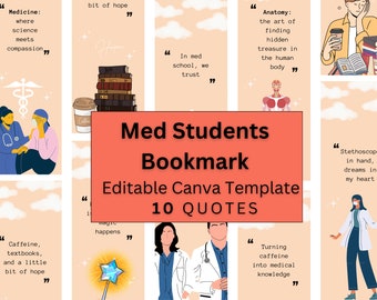 Med Student Bookmark Editable Canva Template Medical Student - Etsy