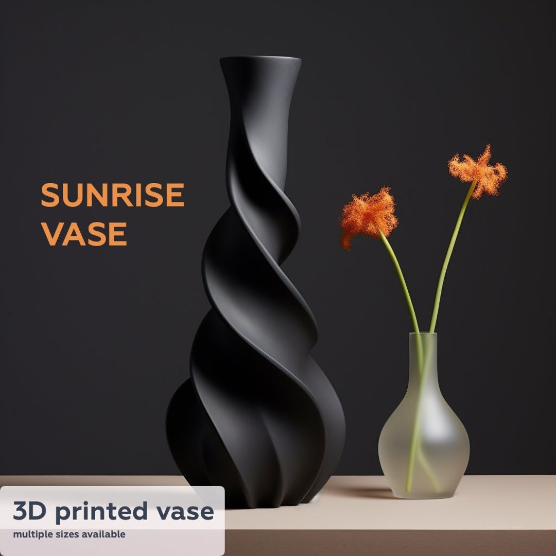 Sunrise Vase 3D Printed PLA in Matte Black for Dry Flowers - Etsy