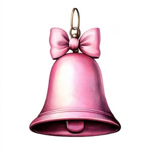 12 Powder Pink Bells Clipart Bundle, Printable Watercolor Vintage Bell ...