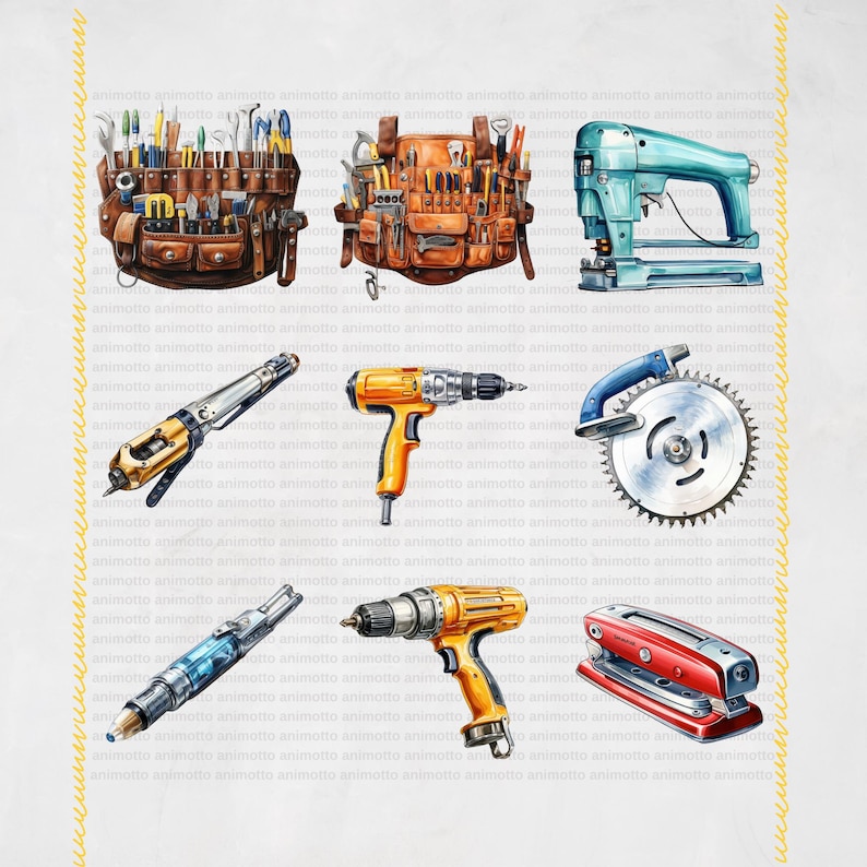Watercolor Tools Clipart Bundle, Mechanic Tool Clipart, Hand Tool PNG ...