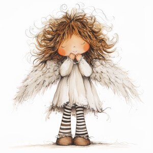 14 Playful Festive Angels Clipart Bundle, Printable Watercolor Angel ...