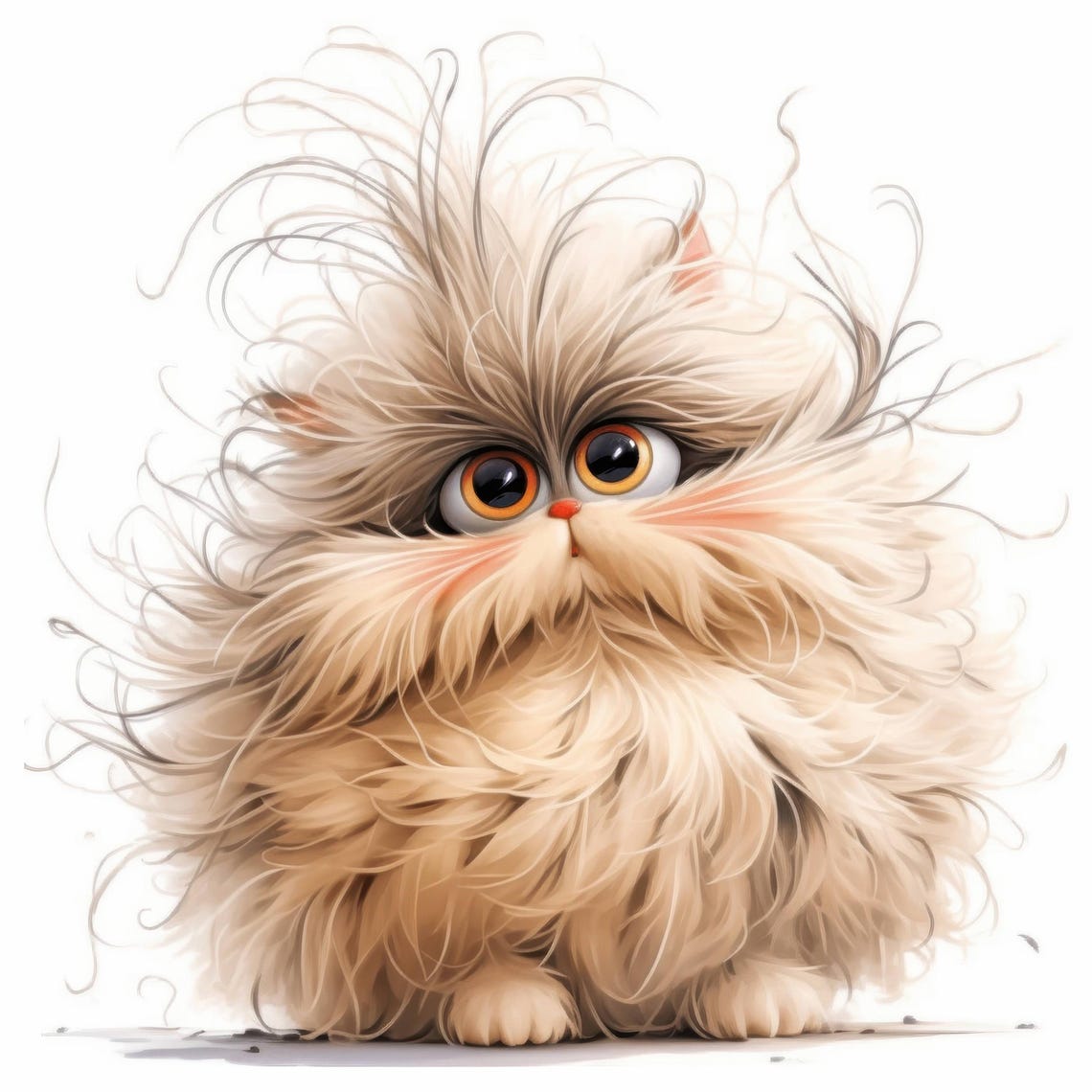 13 Frazzled Cat Set 2 Clipart Bundle, Quirky Cat Illustrations ...