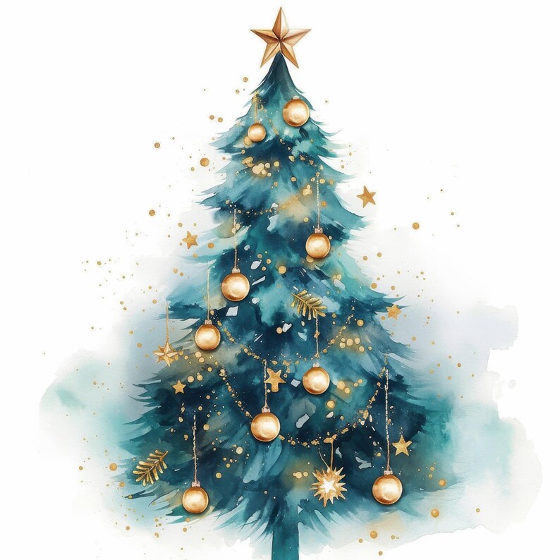 15 Artistic Christmas Tree Clipart Bundle, Spruce Tree Illustration ...
