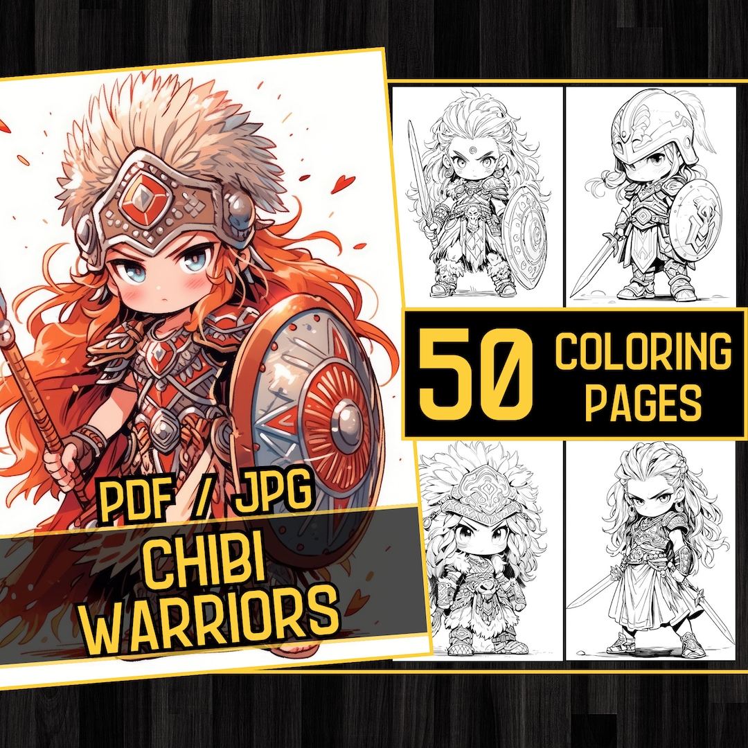 Chibi Warriors Anime Chibi Adult Coloring Book 50 Coloring - Etsy