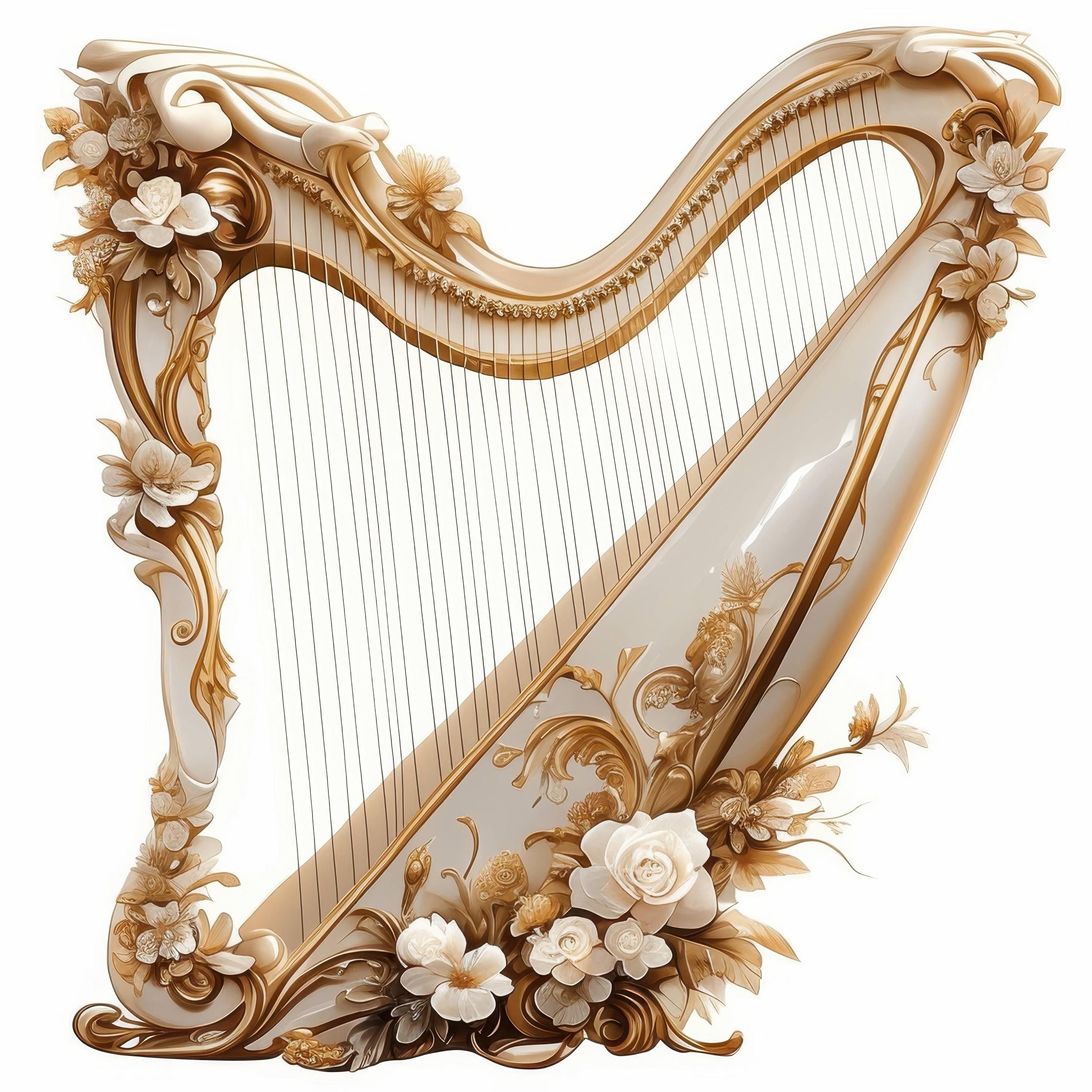 17 Harp Clipart Bundle, Musical Instrument Images Illustrations ...