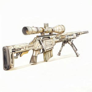 10 Sniper Rifle Clipart Bundle, Printable Watercolor Weapon Clipart ...