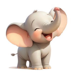 12 Happy Baby Elephant Clipart Bundle, Smiling Animal Illustrations ...