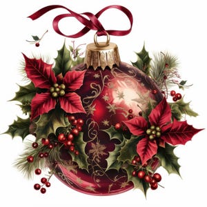 19 Red Christmas Ornaments Clipart Bundle, Christmas Decoration, High ...