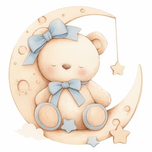 16 Blue Teddy Bear Clipart Bundle, Printable Watercolor Clipart, High ...
