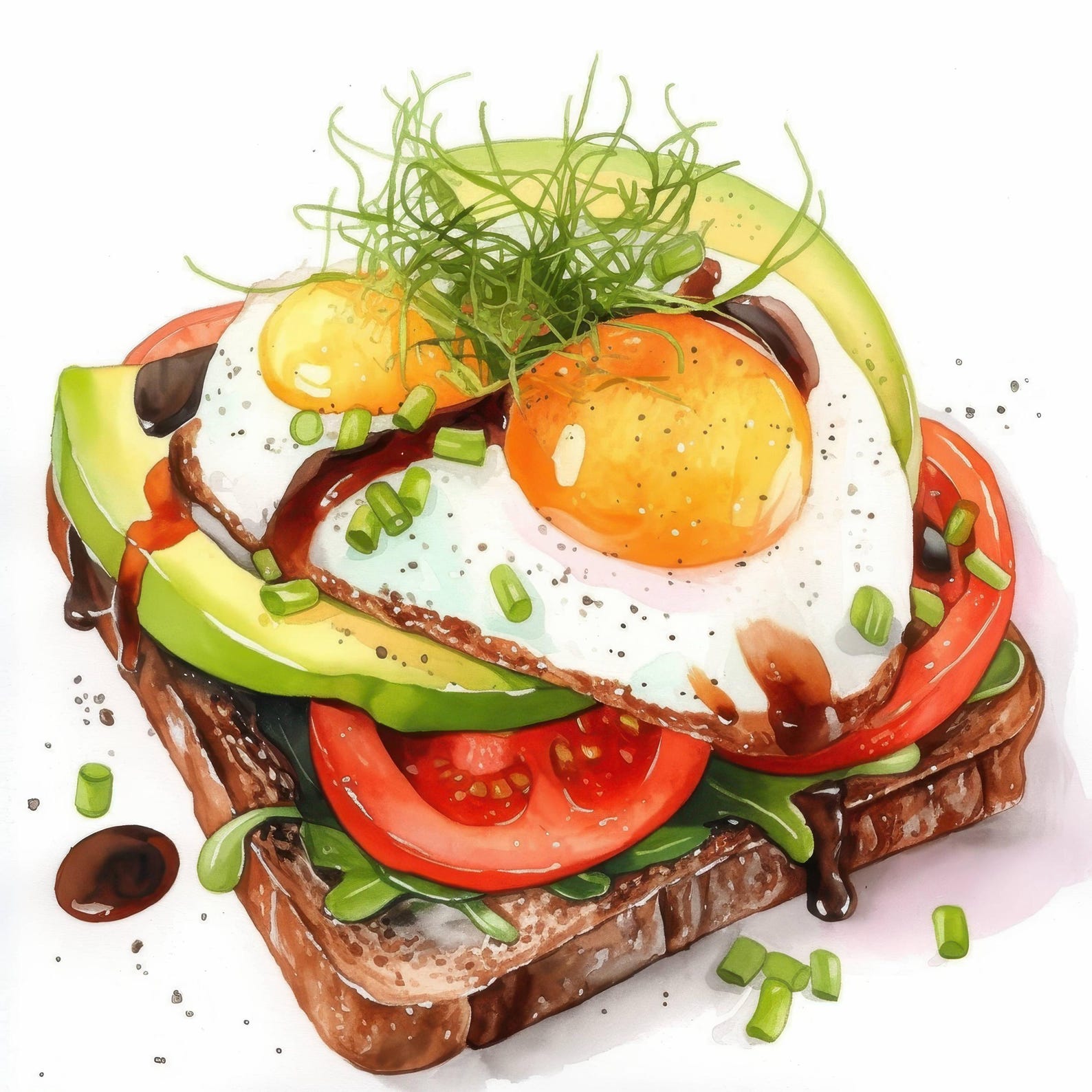 10 Avocado Toast Clipart Bundle, Healthy Breakfast Illustrations ...