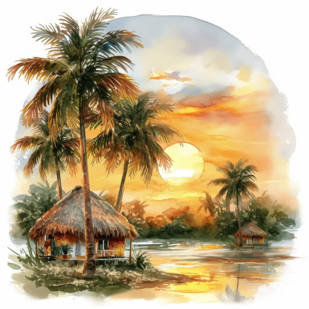 11 Beach Palm Trees Clipart Bundle, Tropical Tree Illustrations ...