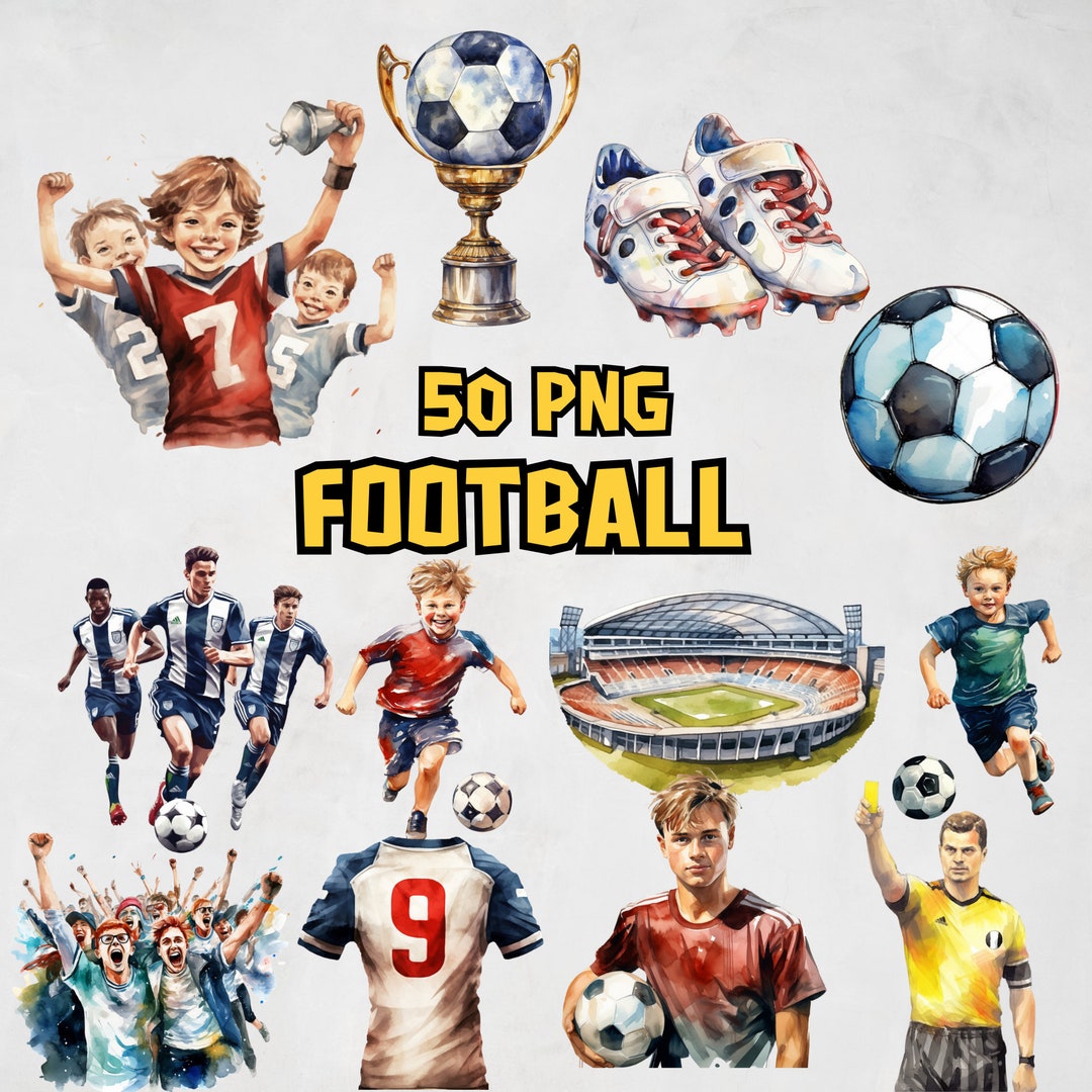 Watercolor Football Clipart Bundle, Soccer Clipart Set, Uniform Images ...