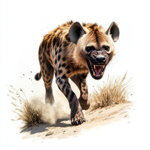 15 Watercolor Hyena Clipart Bundle, Wild Safari Animal Graphics, Card ...