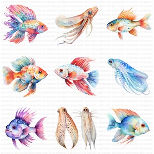 Watercolor Fishes Clipart Bundle Underwater Animals Clipart Set, Sea ...