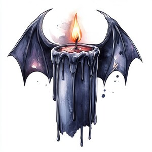 14 Halloween Bat Candles Clipart Bundle, Gothic Candle Clipart, Card ...