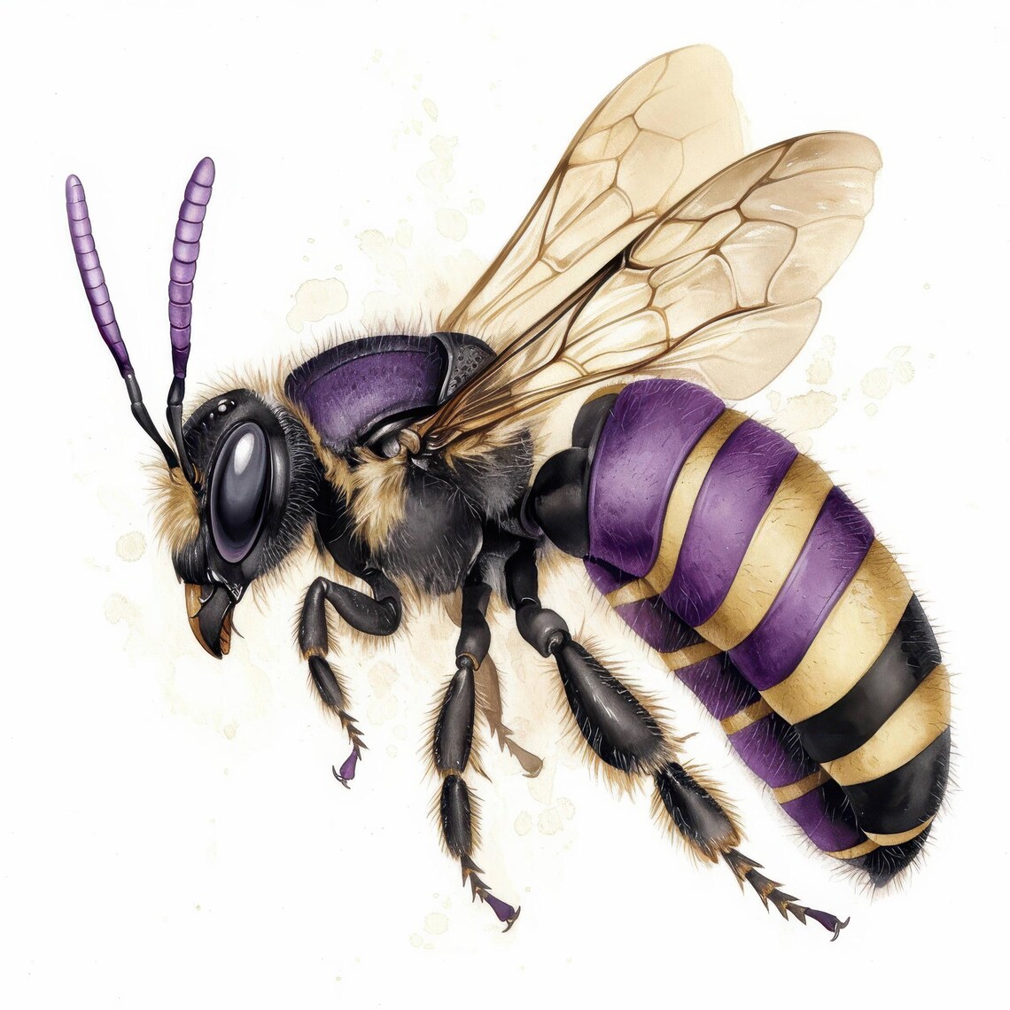 13 Purple Bees Clipart Bundle, Purple Bee Image Illustrations ...
