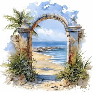 11 Doors on Seaside Clipart Bundle, Nautical Gates Illustrations ...