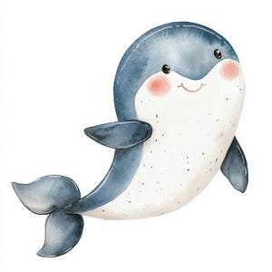 18 Baby Whale Clipart Bundle, Whale Illustration, Printable Watercolor ...
