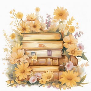 18 Spring Books Clipart Bundle, Flower Book Images Illustrations ...